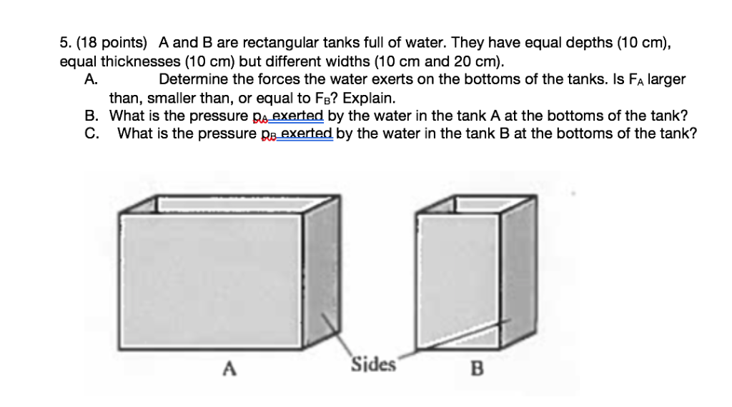 Solved 5. (18 points) A and B are rectangular tanks full of | Chegg.com