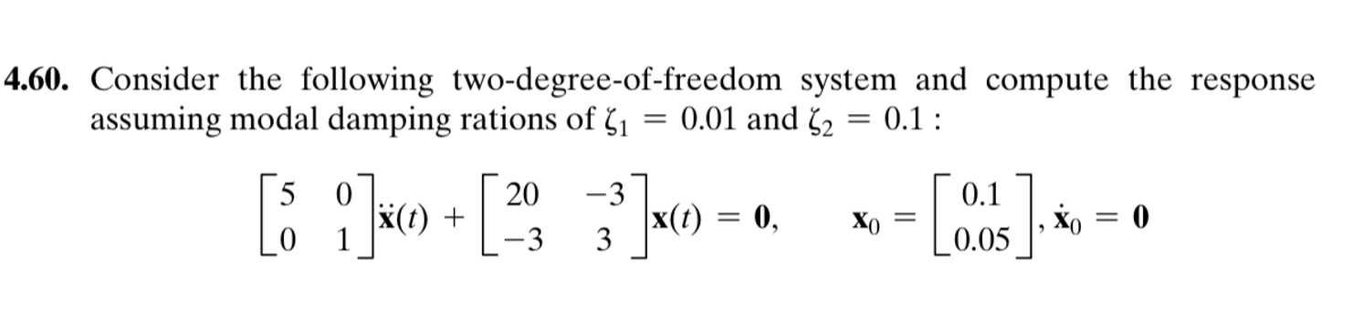 write a matlab code using modal analysis for this | Chegg.com