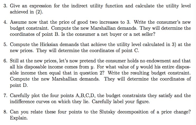 Exercise 2 - Demand with endowments: Slutsky | Chegg.com Exercise 2 - Demand with endowments: Slutsky | Chegg.com
