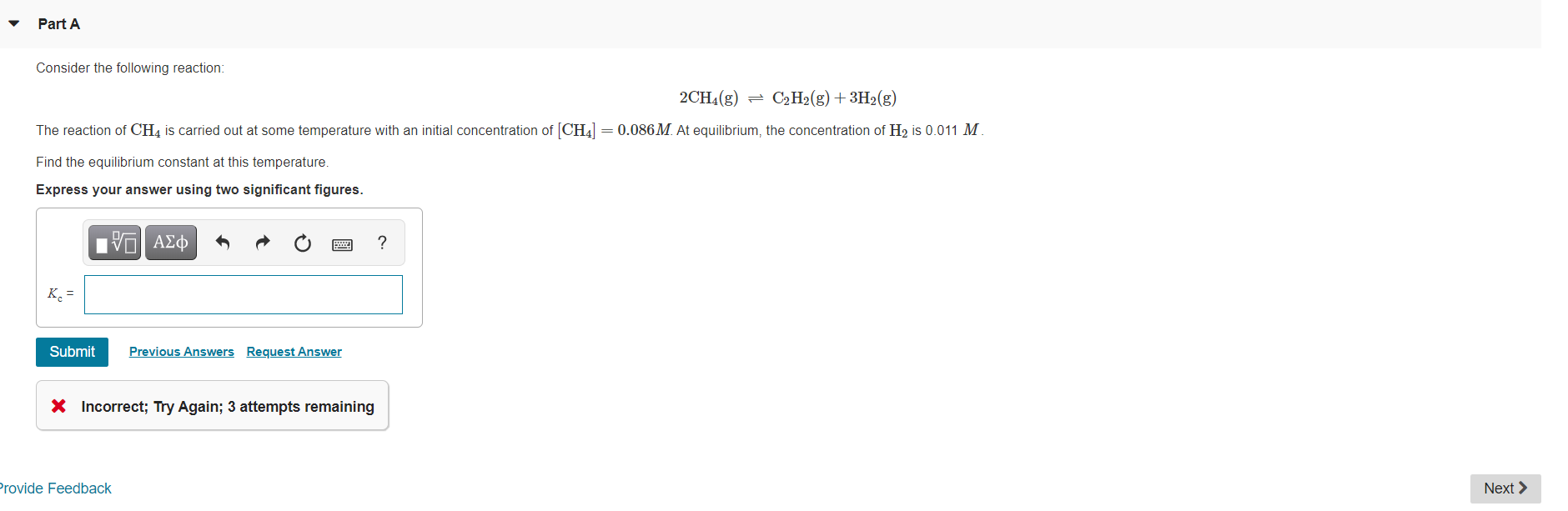 Solved Part A Consider the following reaction: 2CH2(g) = | Chegg.com