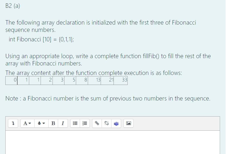 Solved B2 (a) The following array declaration is initialized | Chegg.com