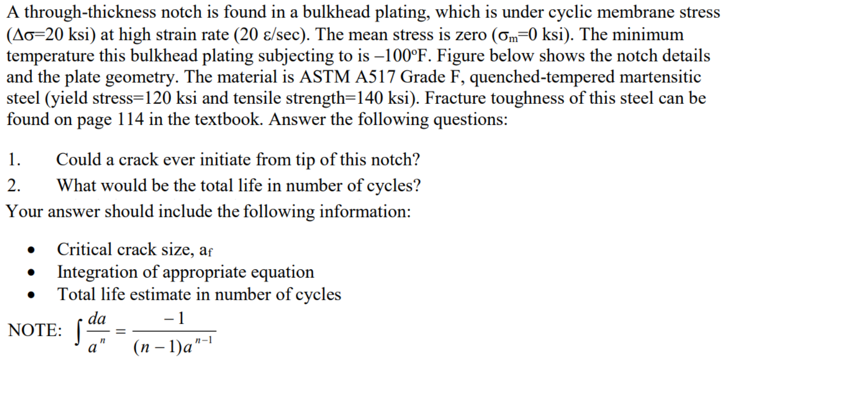 A through-thickness notch is found in a bulkhead | Chegg.com