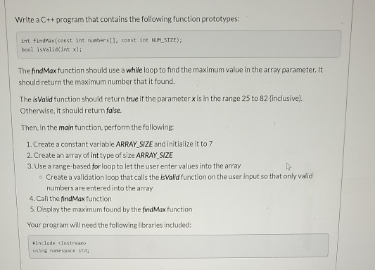 Solved Write a C++ program that contains the following | Chegg.com