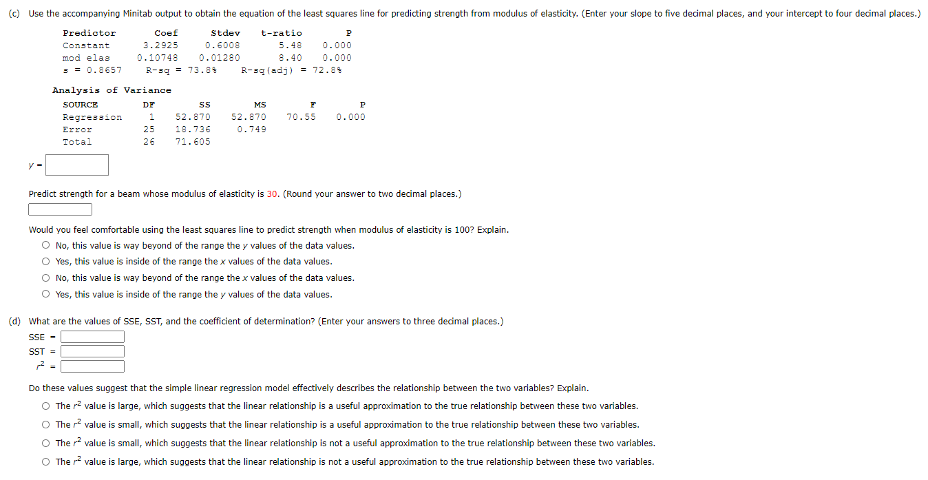 Solved Values of modulus of elasticity (MOE, the ratio of | Chegg.com