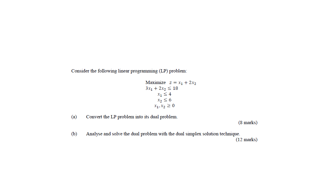 Solved Consider the following linear programming (LP) | Chegg.com