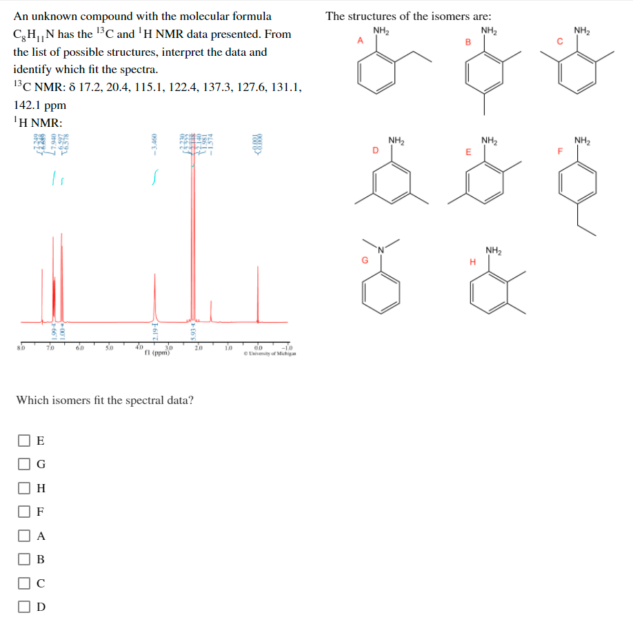 Solved The structures of the isomers are: NH2 NH2 А B NH2 An | Chegg.com