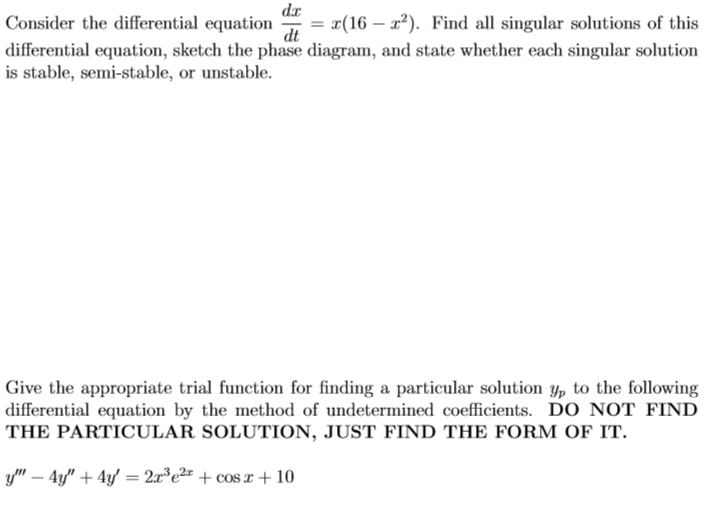 Solved dc Consider the differential equation = 2(16 – 2). | Chegg.com