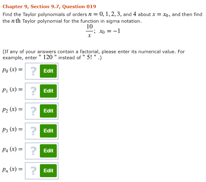 Solved Chapter 9, Section 9.7, Question 019 Find the Taylor | Chegg.com