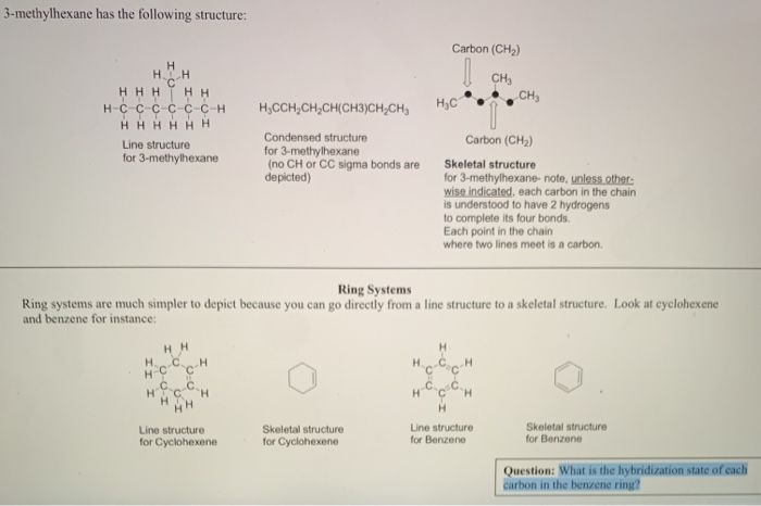 Solved 3-methylhexane has the following structure Carbon | Chegg.com