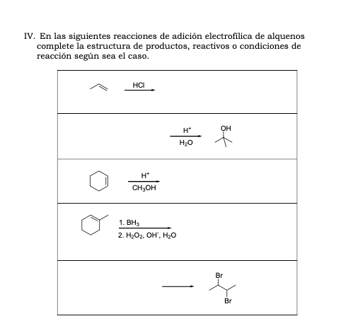 Solved In the following reactions of electrophilic addition | Chegg.com