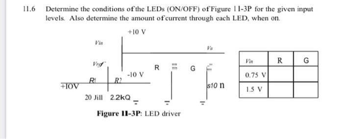 11.6 Determine the conditions of the LEDs (ON/OFF) of | Chegg.com