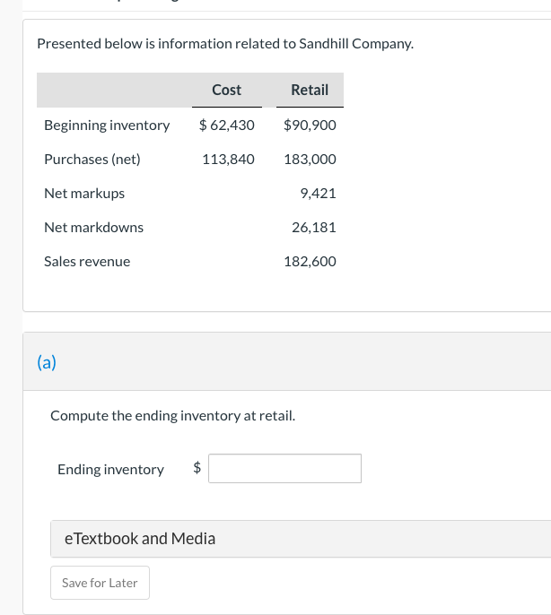Solved Presented below is information related to Sandhill | Chegg.com