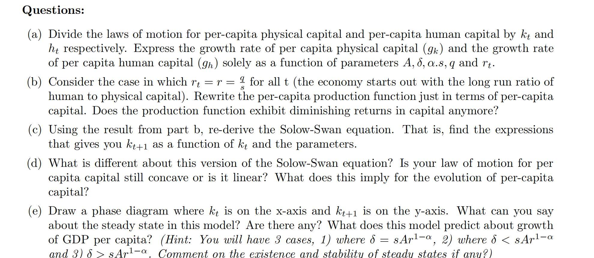 Set up: • The production function is given by: Y = | Chegg.com