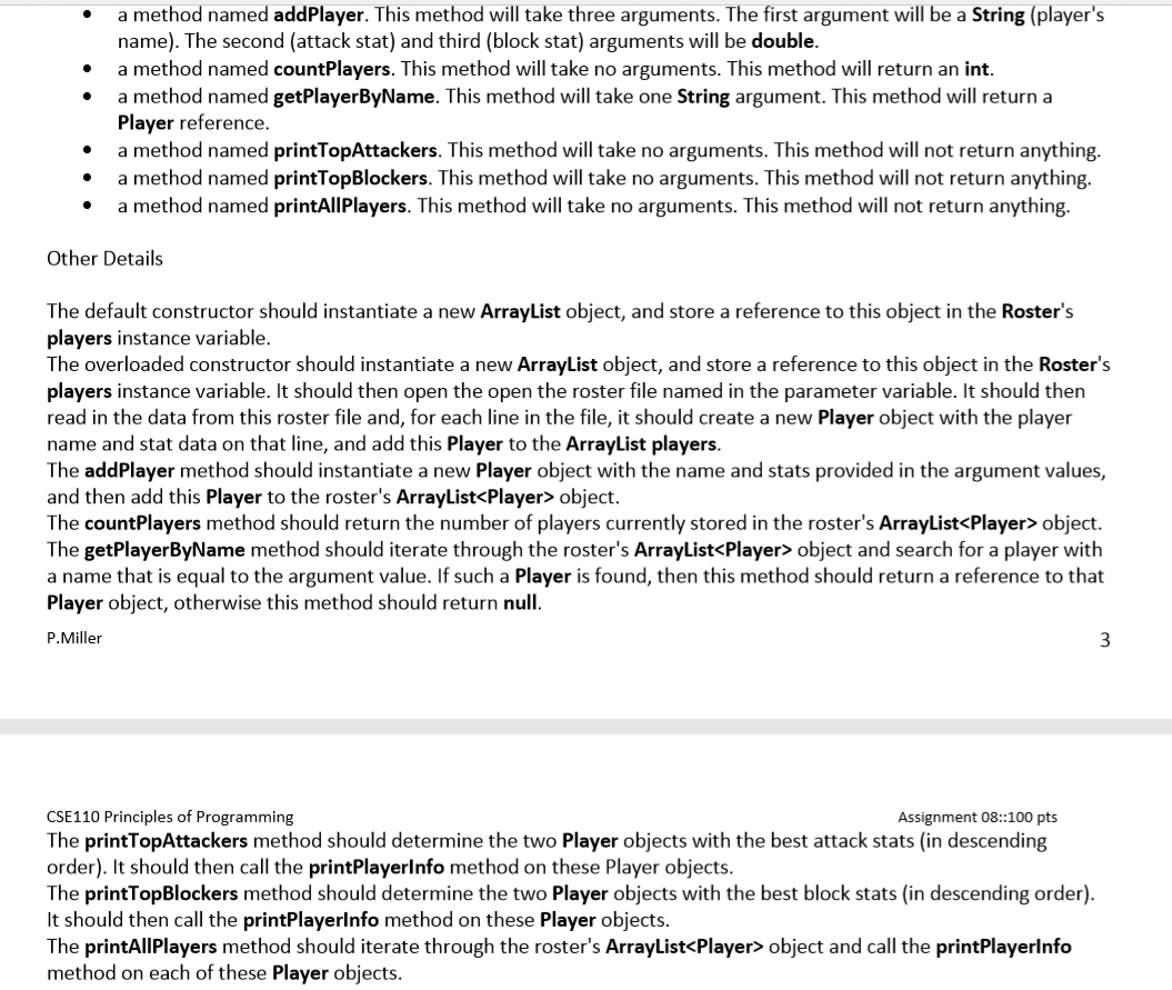 Solved CSE110 Principles of Programming Assignment 08::100 | Chegg.com