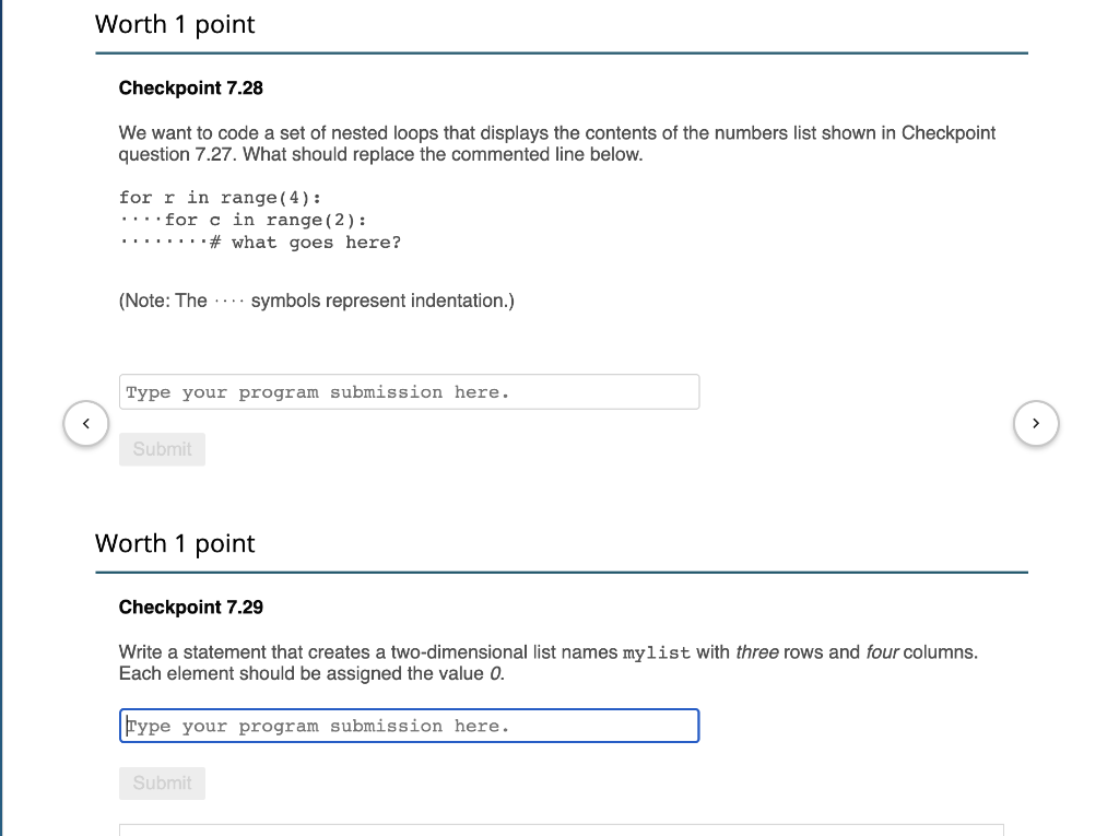 Solved Checkpoint 7.28 We want to code a set of nested loops | Chegg.com