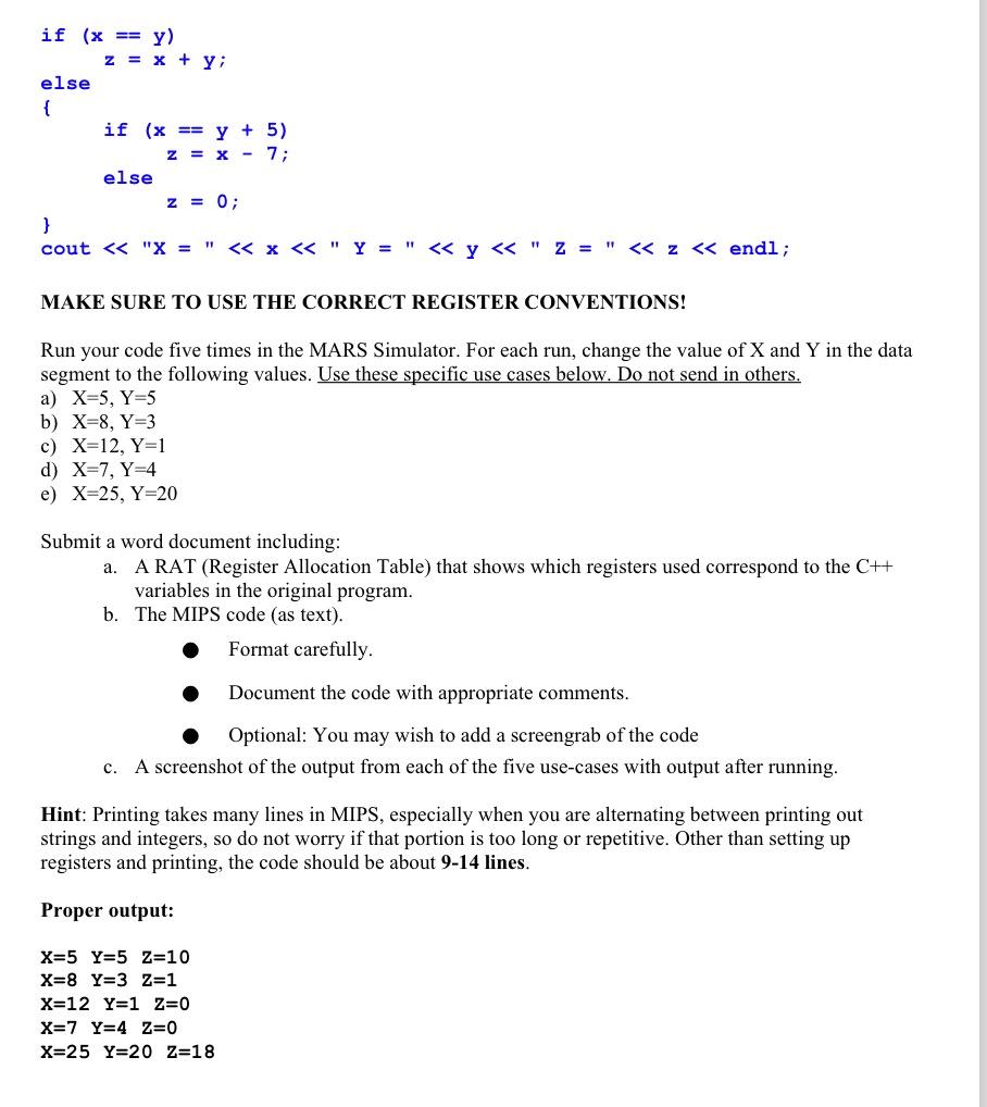Solved MAKE SURE TO USE THE CORRECT REGISTER CONVENTIONS! | Chegg.com