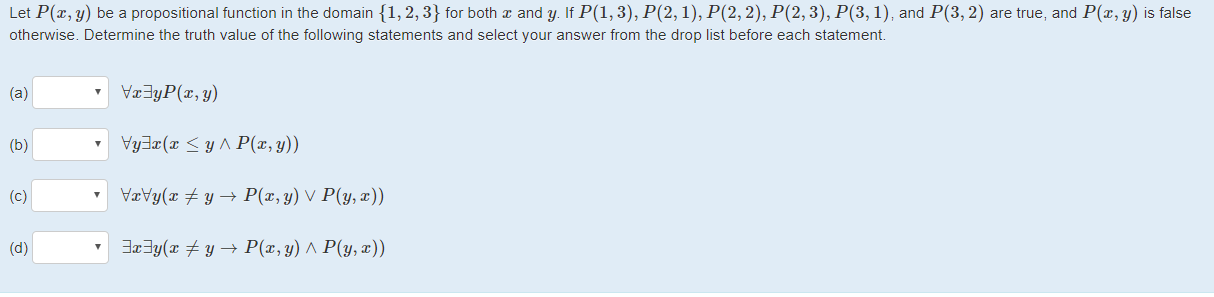 Solved Let P(x, y) be a propositional function in the domain | Chegg.com