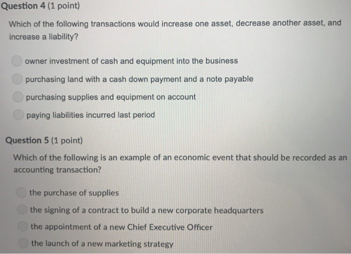 Solved Question 4 (1 point) Which of the following | Chegg.com