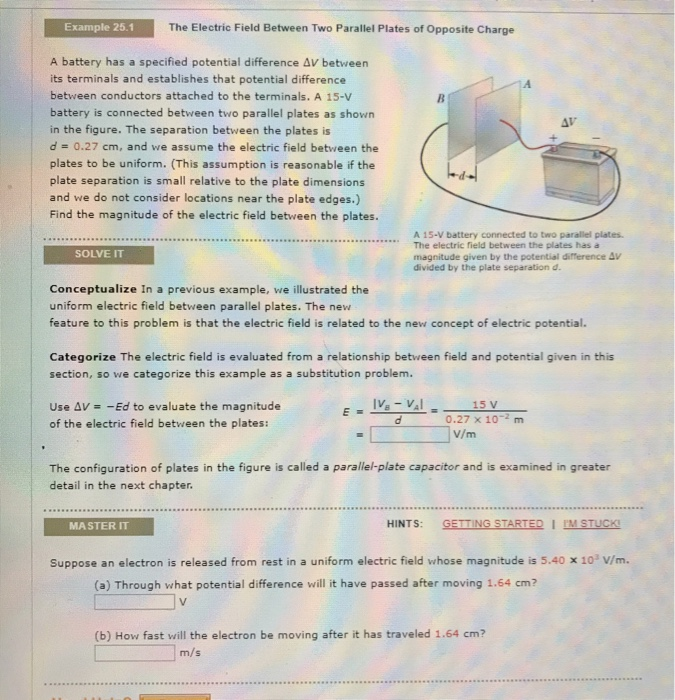 Solved Example 25,1 The Electric Field Between Two Parallel | Chegg.com