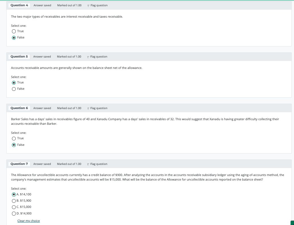 Solved Question 4 Answer saved Marked out of 1.00 P Flag | Chegg.com