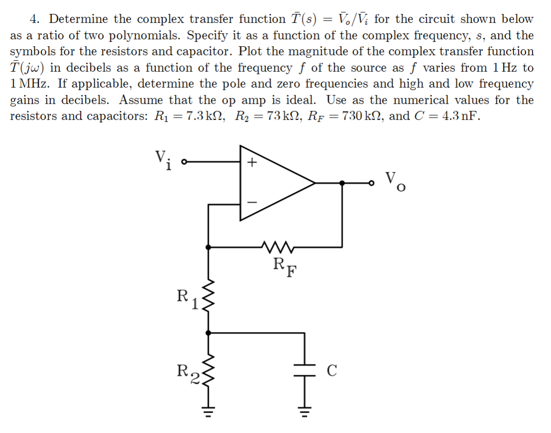 Solved Determine The Complex Transfer Function For The