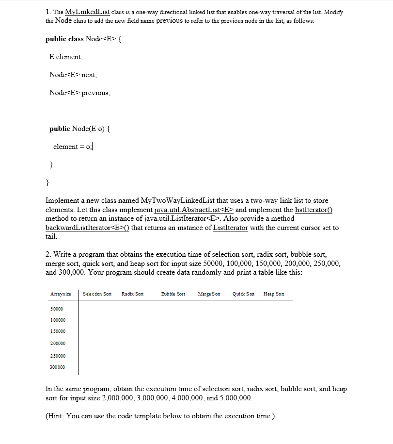 1. The MyLinkedList class is a one-way directional | Chegg.com