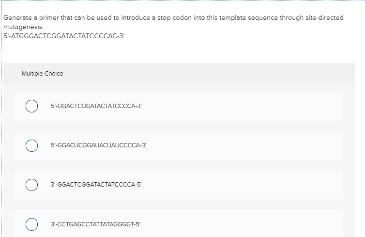 Solved Generate a primer that can be used to introduce a | Chegg.com