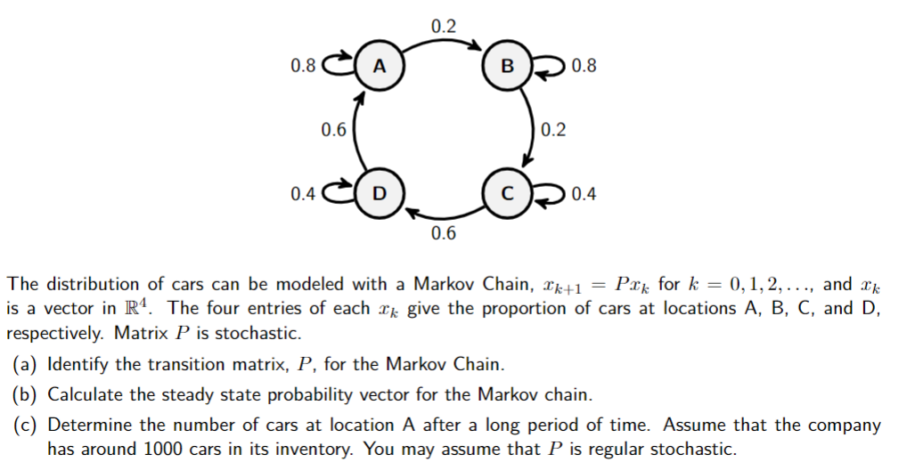Solved The distribution of cars can be modeled with a Markov | Chegg.com