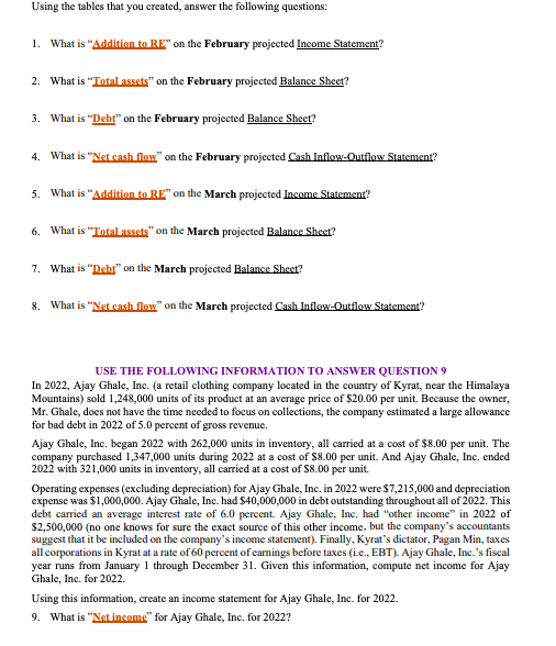 Solved USE THE FOLLOWING INFORMATION TO ANSWER QUESTION 1 | Chegg.com