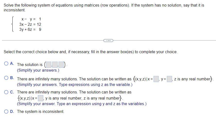 Solved Solve the following system of equations using | Chegg.com