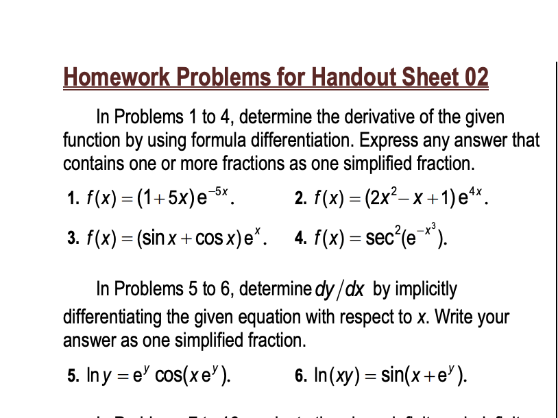 Solved Homework Problems for Handout Sheet 02 In Problems 1 | Chegg.com