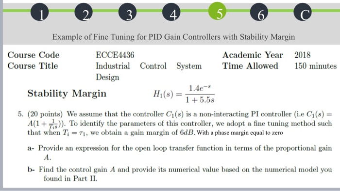 4 6 Example of Fine Tuning for PID Gain Controllers | Chegg.com