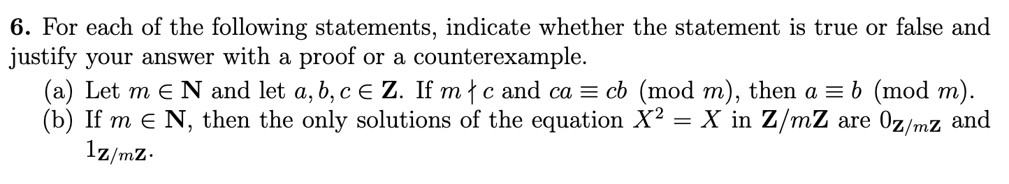 Solved 6. For each of the following statements, indicate | Chegg.com