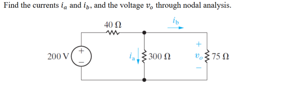 Solved Find the currents ia ﻿and ib, ﻿and the voltage vo | Chegg.com