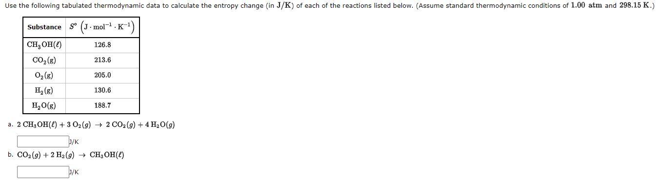 Solved Use the following tabulated thermodynamic data to | Chegg.com
