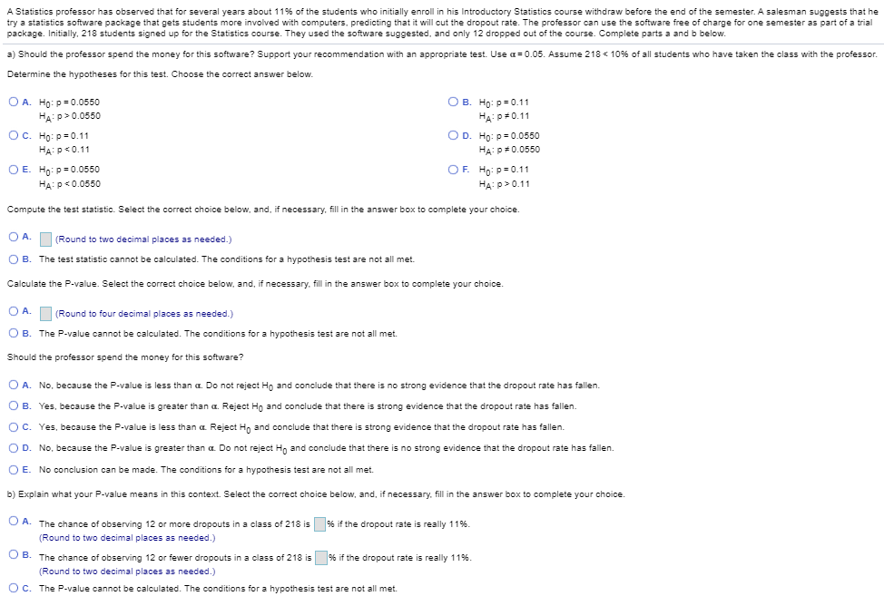 Solved A Statistics professor has observed that for several | Chegg.com