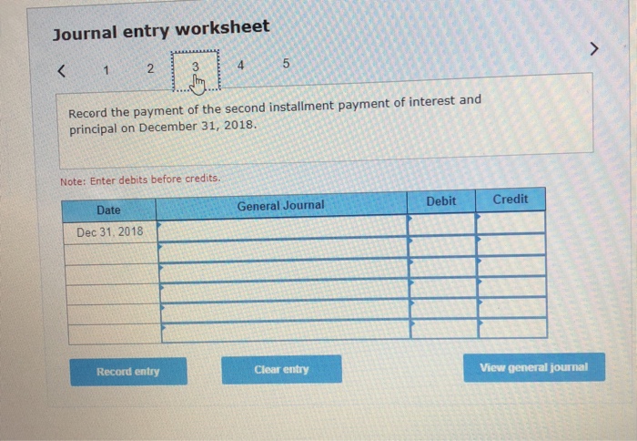 Solved Exercise 14-11 Installment note entries LO C1 On | Chegg.com
