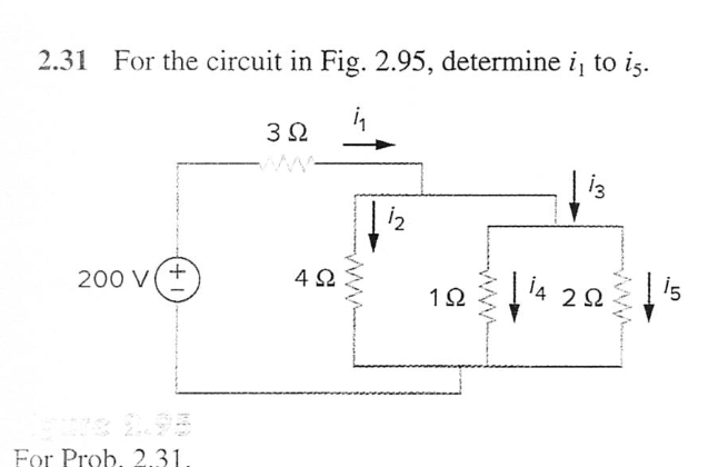 Solved 2.31 For the circuit in Fig. 2.95, determine i1 to | Chegg.com