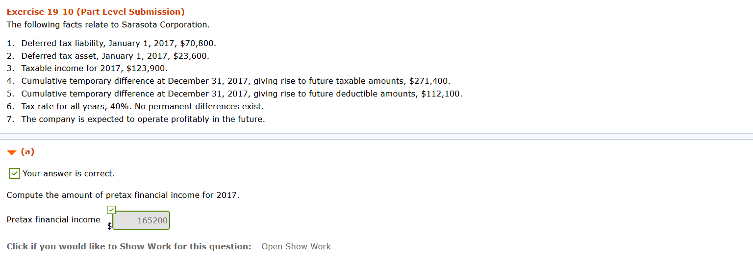 Solved Exercise 19-10 (Part Level Submission) The following | Chegg.com