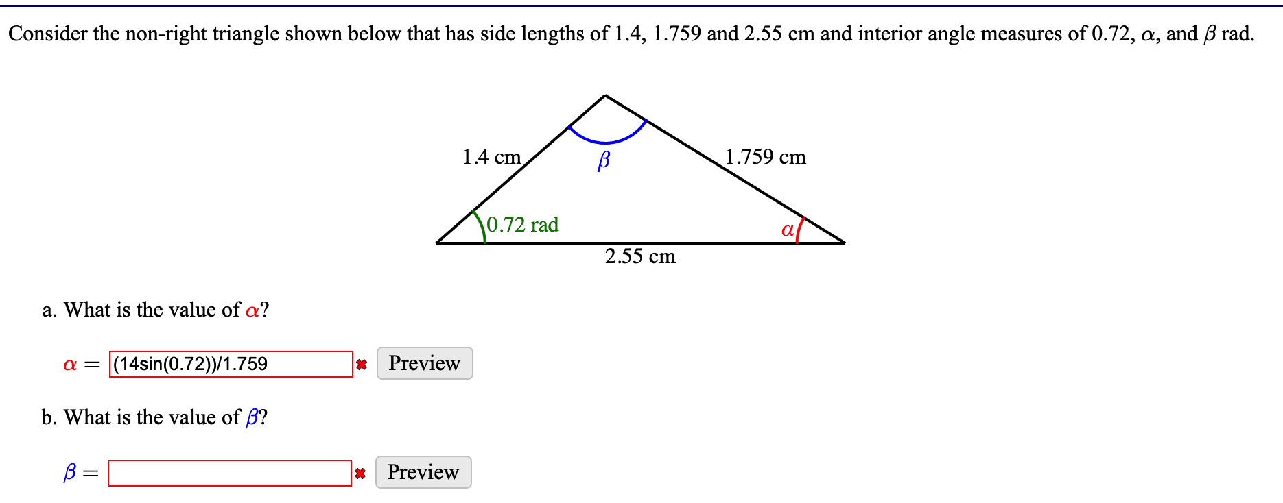 Solved Consider the non-right triangle shown below that has | Chegg.com