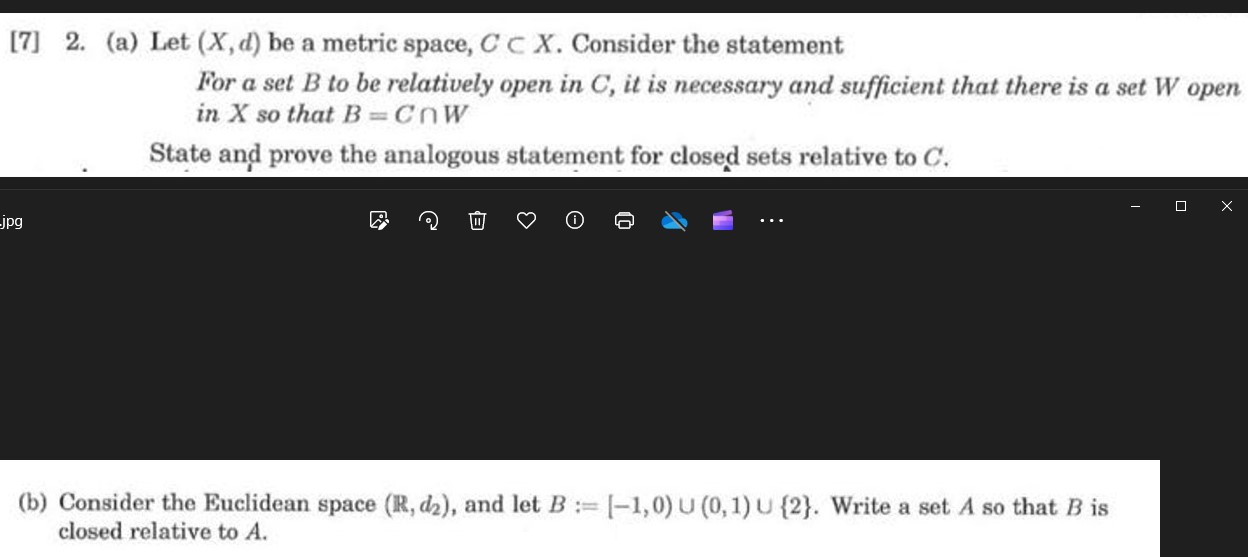 Solved [7] 2. (a) Let (x,d) be a metric space, Csubx. | Chegg.com