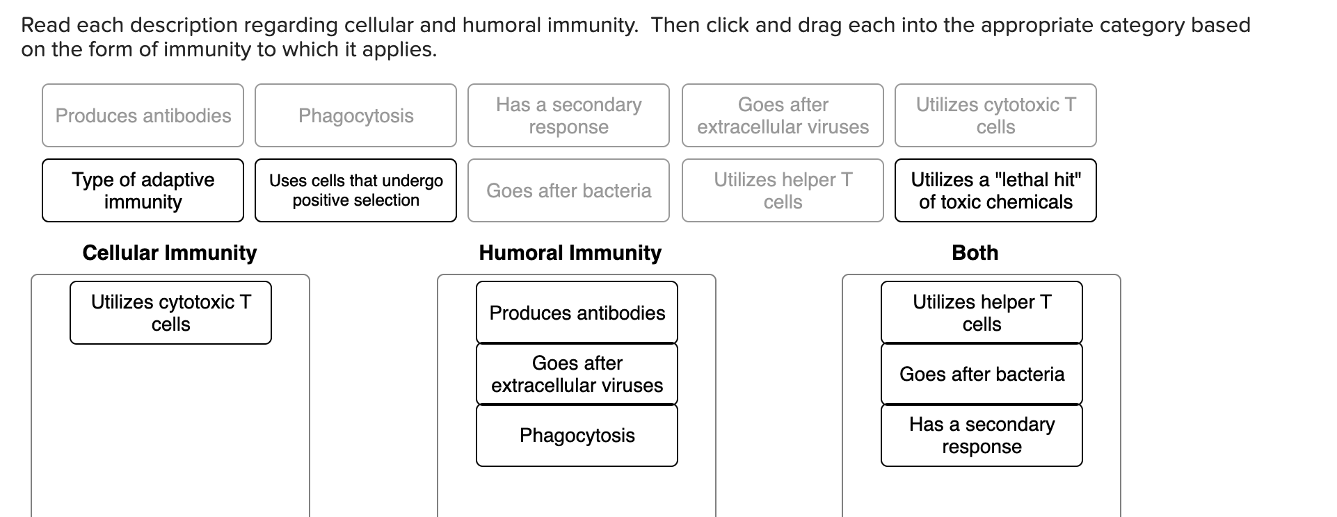 Solved Read each description regarding cellular and humoral | Chegg.com