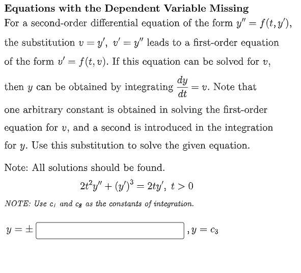 Solved Equations with the Dependent Variable Missing For a | Chegg.com