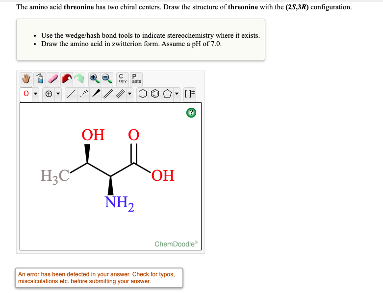 Solved The amino acid threonine has two chiral centers. Draw | Chegg.com