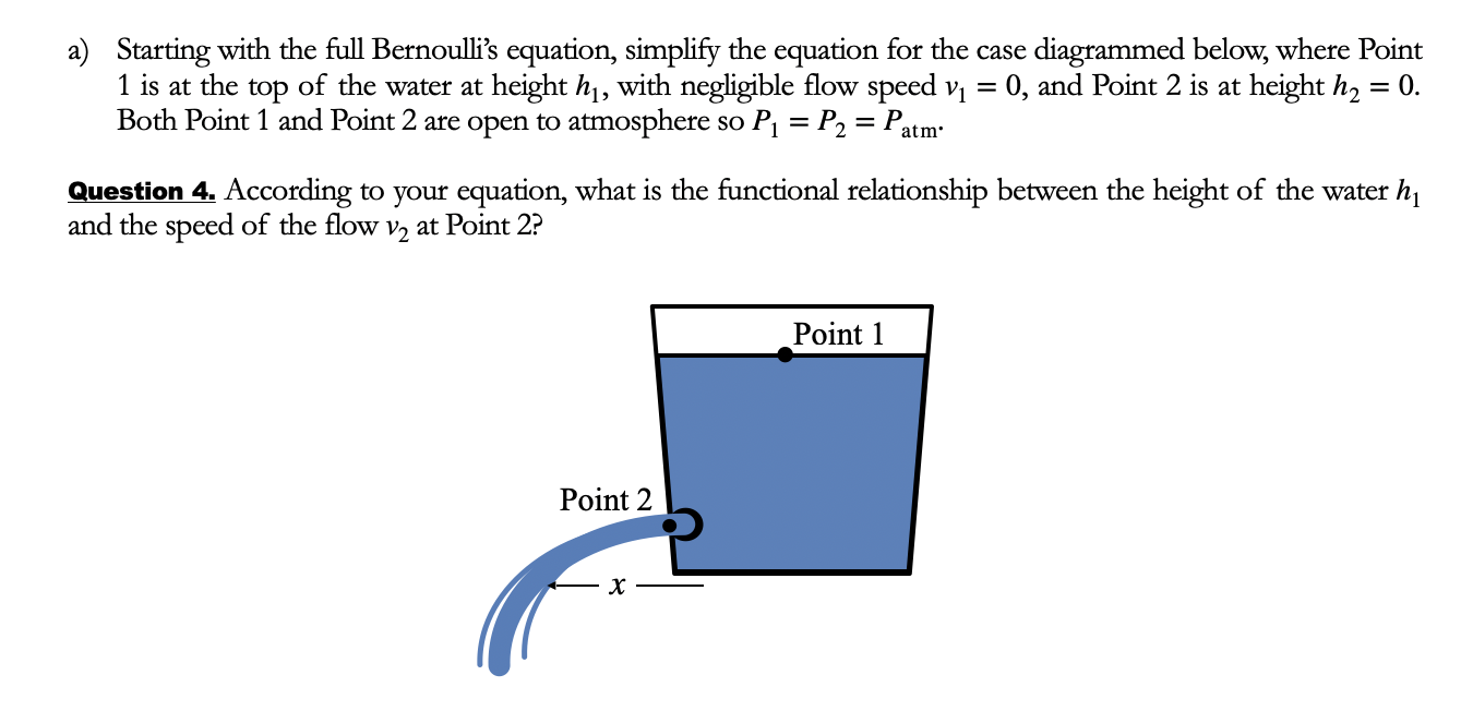 Solved 1 P + 1 pv? + psh; = P2 +3 pvž +pgh + a) Starting | Chegg.com