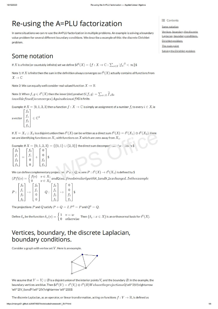 10/132020 Reusing the A-PLU factorization - Applied | Chegg.com