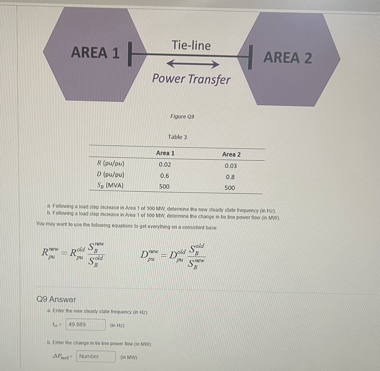 Solved Frequency response of a two-area systemTwo areas of a | Chegg.com