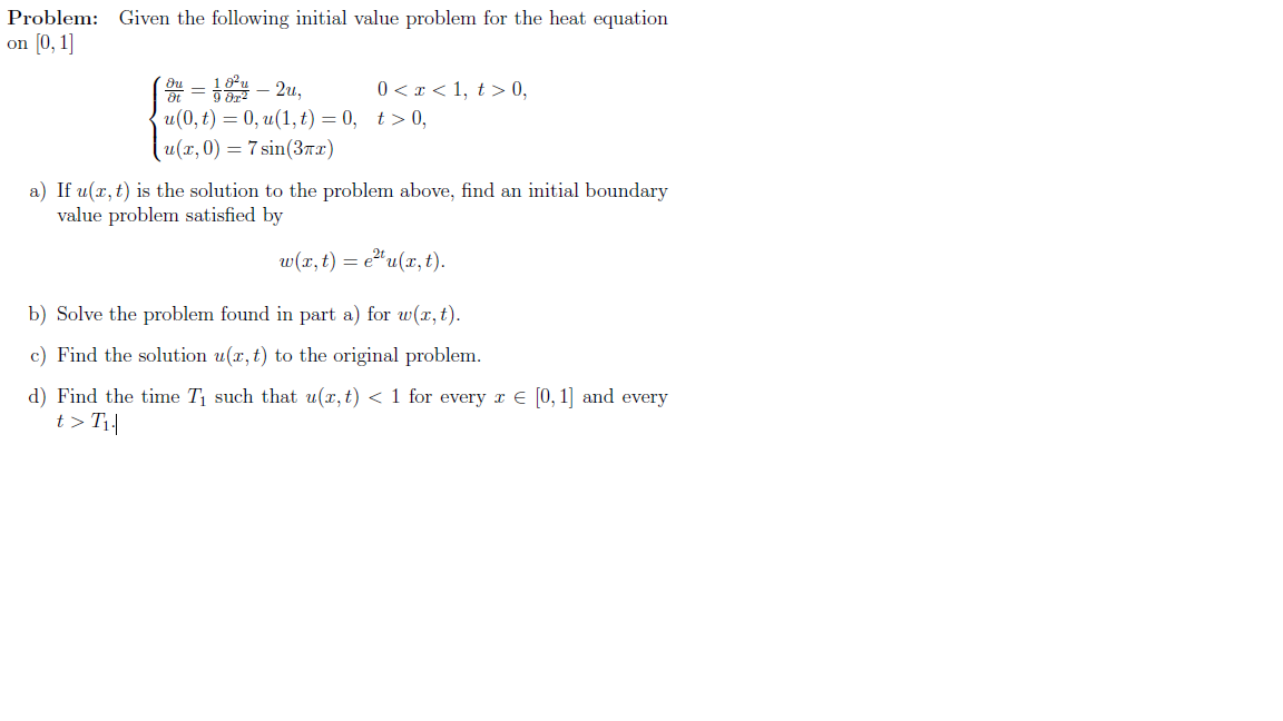 Solved Problem: Given the following initial value problem | Chegg.com