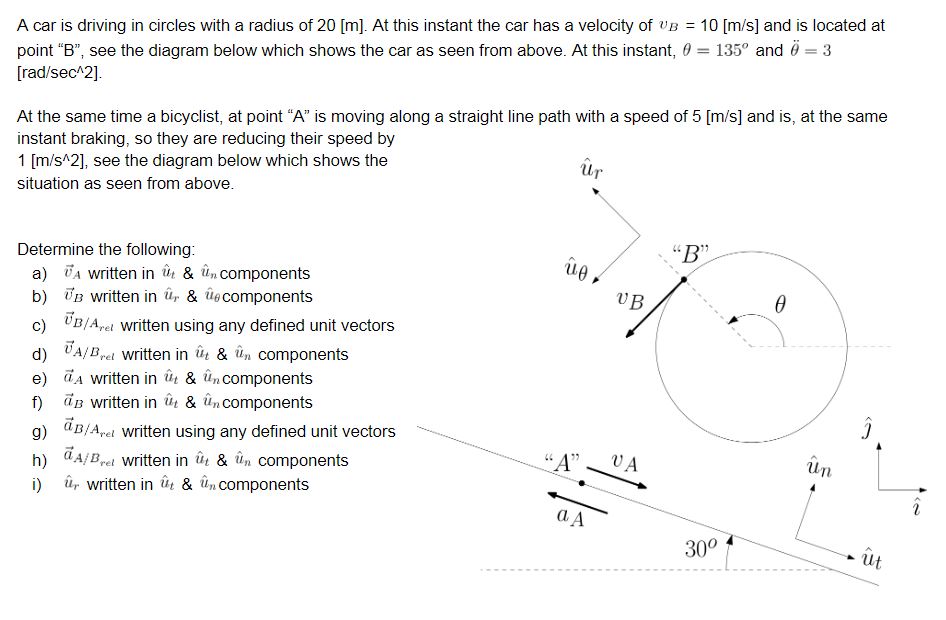Solved A car is driving in circles with a radius of 20[ m]. | Chegg.com