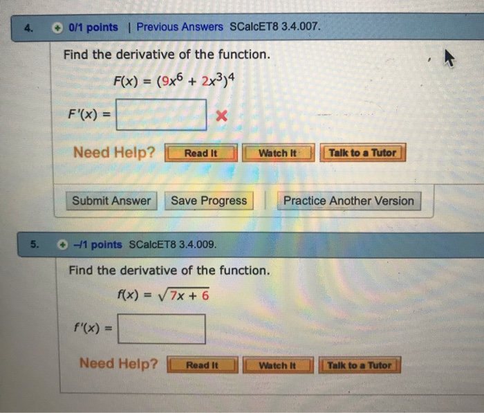 Solved 0/1 points | Previous Answers SCalcET8 3.4.007. 4. | Chegg.com
